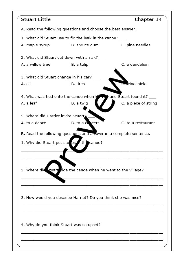 E. B. White "Stuart Little" worksheets | Made By Teachers