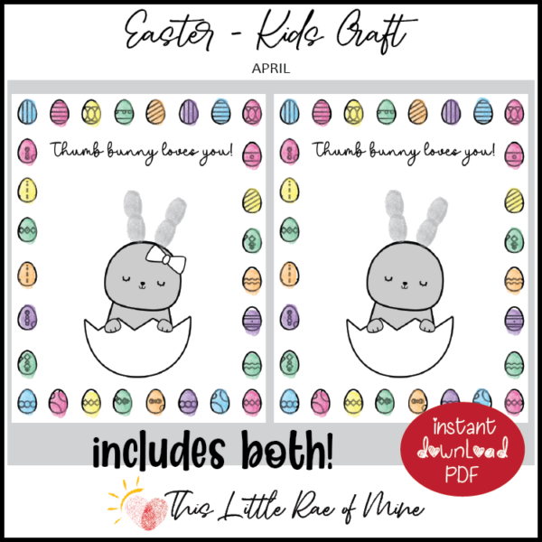 Thumb bunny loves you - fingerprint Art - Keepsake - Easter - Printable ...