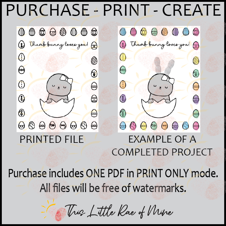 Thumb bunny loves you - fingerprint Art - Keepsake - Easter - Printable ...