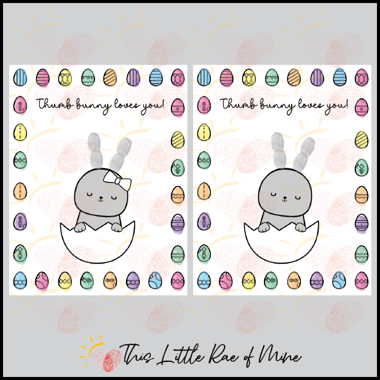 Thumb bunny loves you - fingerprint Art - Keepsake - Easter - Printable ...