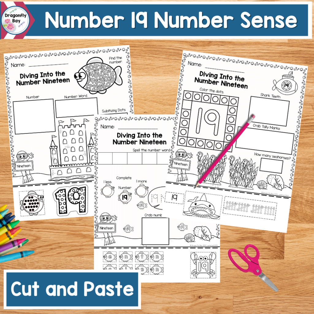 Number 19 Number Sense Worksheets Color by Codes and Center Activities ...