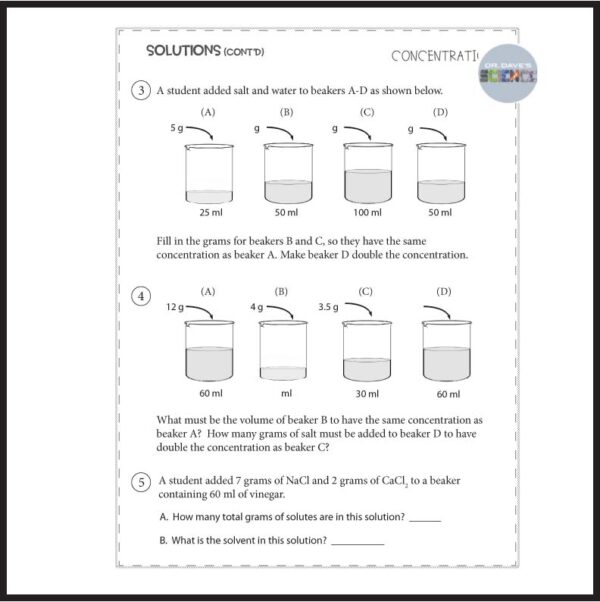 Chemistry Concentration Solution Worksheets | Made By Teachers