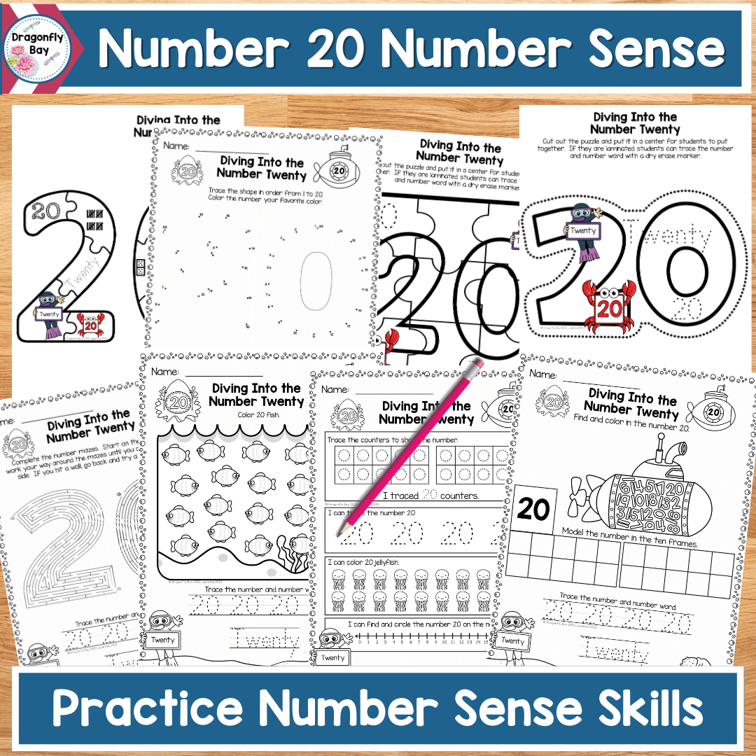Number 20 Number Sense Worksheets Color by Codes and Center Activities ...