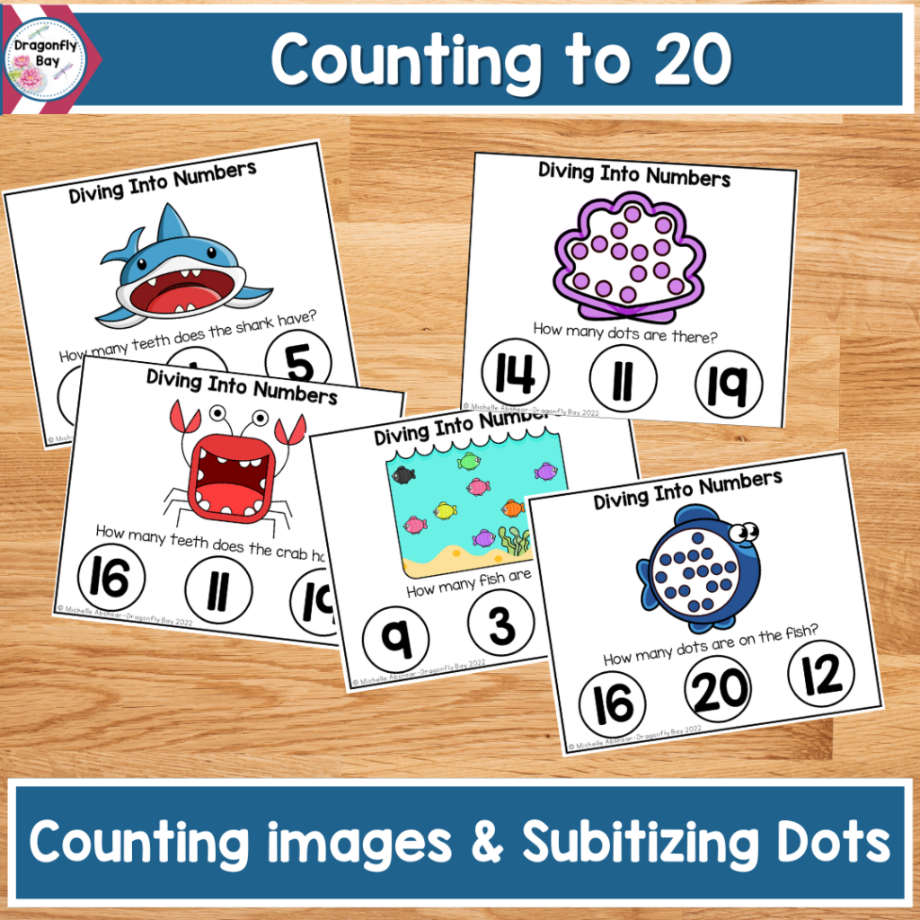 Diving Into Numbers 0-20 Counting Items and Subitizing Dots Center ...