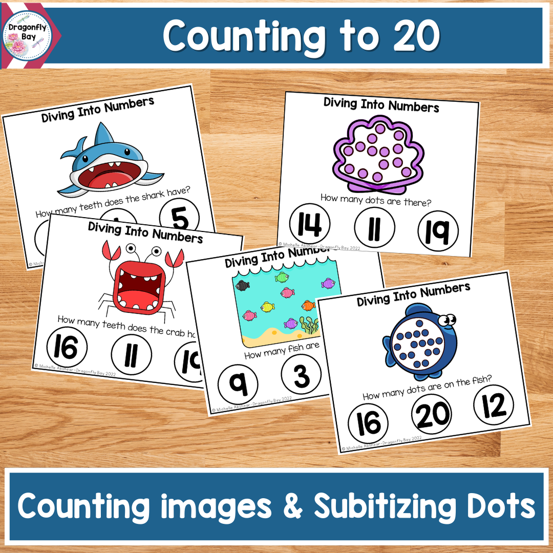 Diving Into Numbers 0-20 Counting Items and Subitizing Dots Center ...