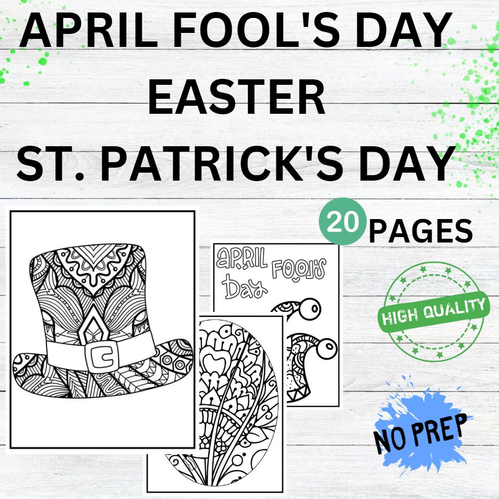 Spring Mandala and Zentangle Coloring -April Fool's Day,St Patrick’s ...