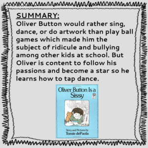 OLIVER BUTTON IS A SISSY BY TOMIE dePAOLA READING ACTIVITIES | Made By ...