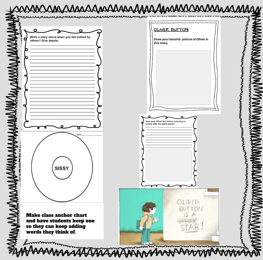 OLIVER BUTTON IS A SISSY BY TOMIE dePAOLA READING ACTIVITIES | Made By ...