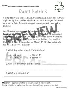 Saint Patrick Reading Comprehension & Coloring Page FREEBIE | Made By ...
