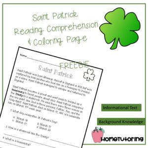 Saint Patrick Reading Comprehension & Coloring Page FREEBIE | Made By ...