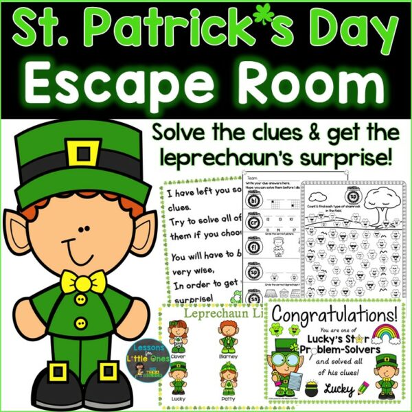 St. Patrick's Day Escape Room Breakout Activity Kindergarten - First ...