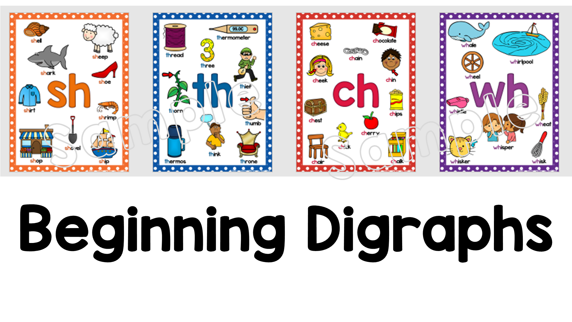Digraph Posters (Beginning and Ending) for sh, th, ch, wh, ck | Made By ...