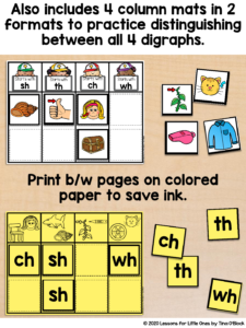 Beginning Digraphs sh th ch wh Sorts Sorting Activities Mazes & Hunts ...
