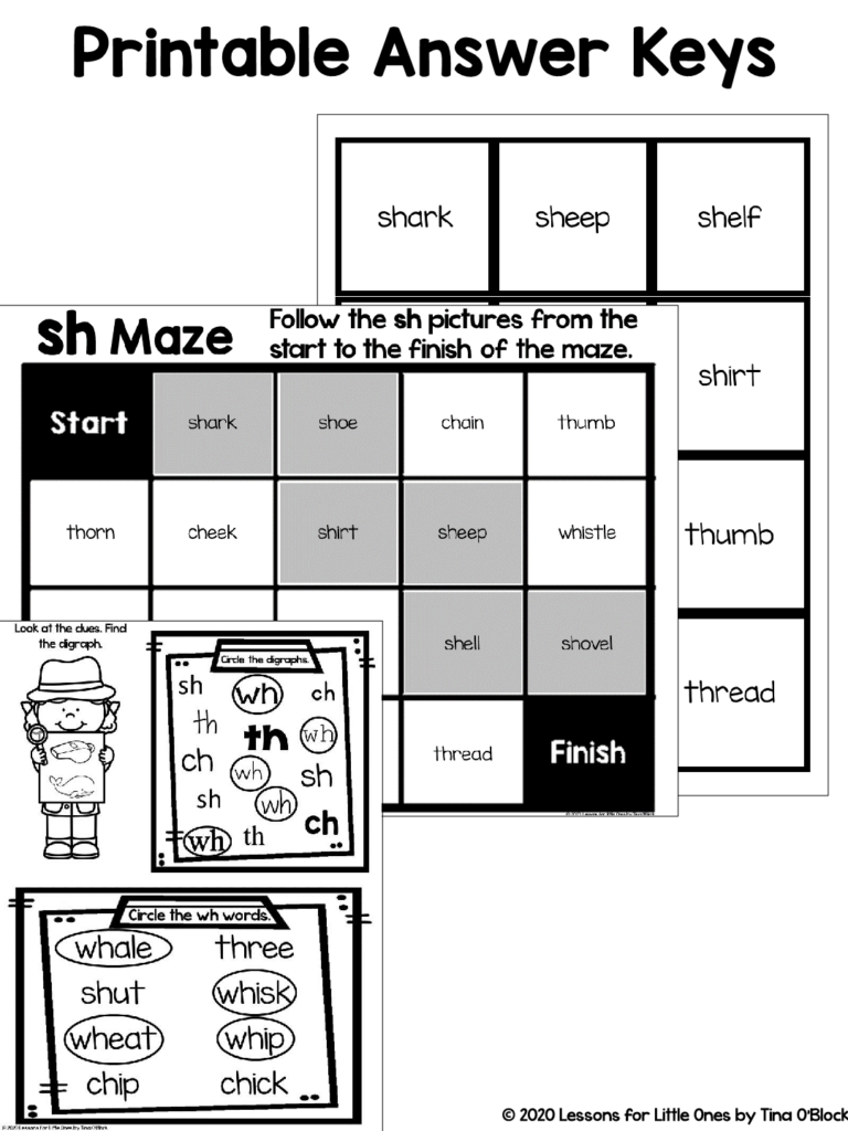 Beginning Digraphs sh th ch wh Sorts Sorting Activities Mazes & Hunts ...