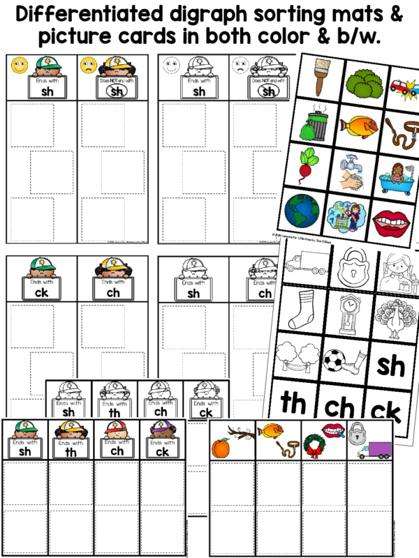 Ending Digraphs sh th ch ck Activities (Sorting Mazes Digraph Hunts ...