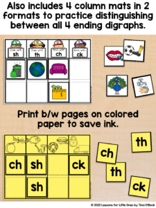 Ending Digraphs sh th ch ck Activities (Sorting Mazes Digraph Hunts ...