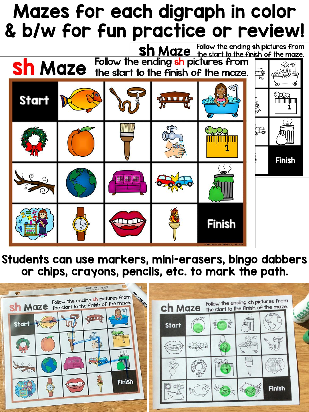 Ending Digraphs sh th ch ck Activities (Sorting Mazes Digraph Hunts ...
