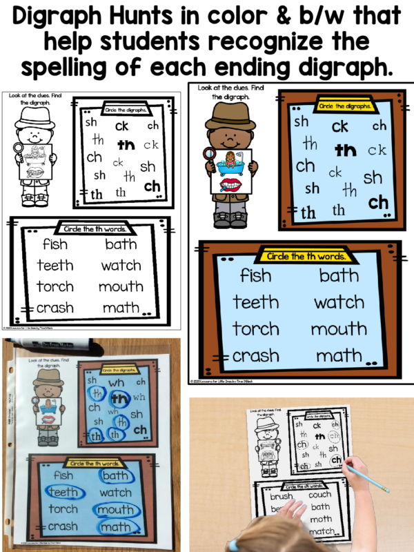 Ending Digraphs sh th ch ck Activities (Sorting Mazes Digraph Hunts ...