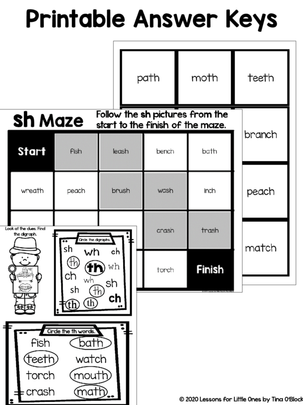 Ending Digraphs sh th ch ck Activities (Sorting Mazes Digraph Hunts ...