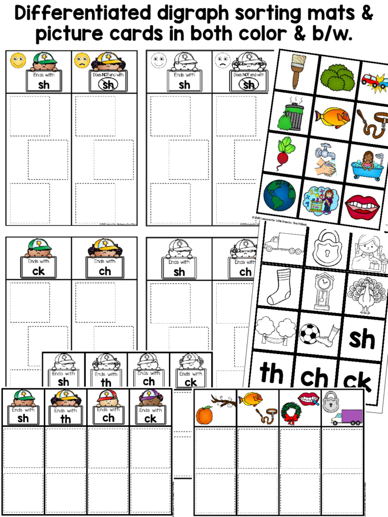 Beginning & Ending Digraphs sh th ch wh ck Activities Bundle | Made By ...