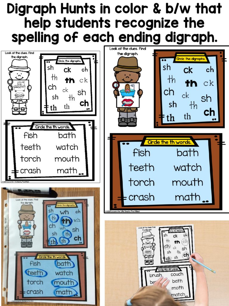 Beginning & Ending Digraphs sh th ch wh ck Activities Bundle | Made By ...