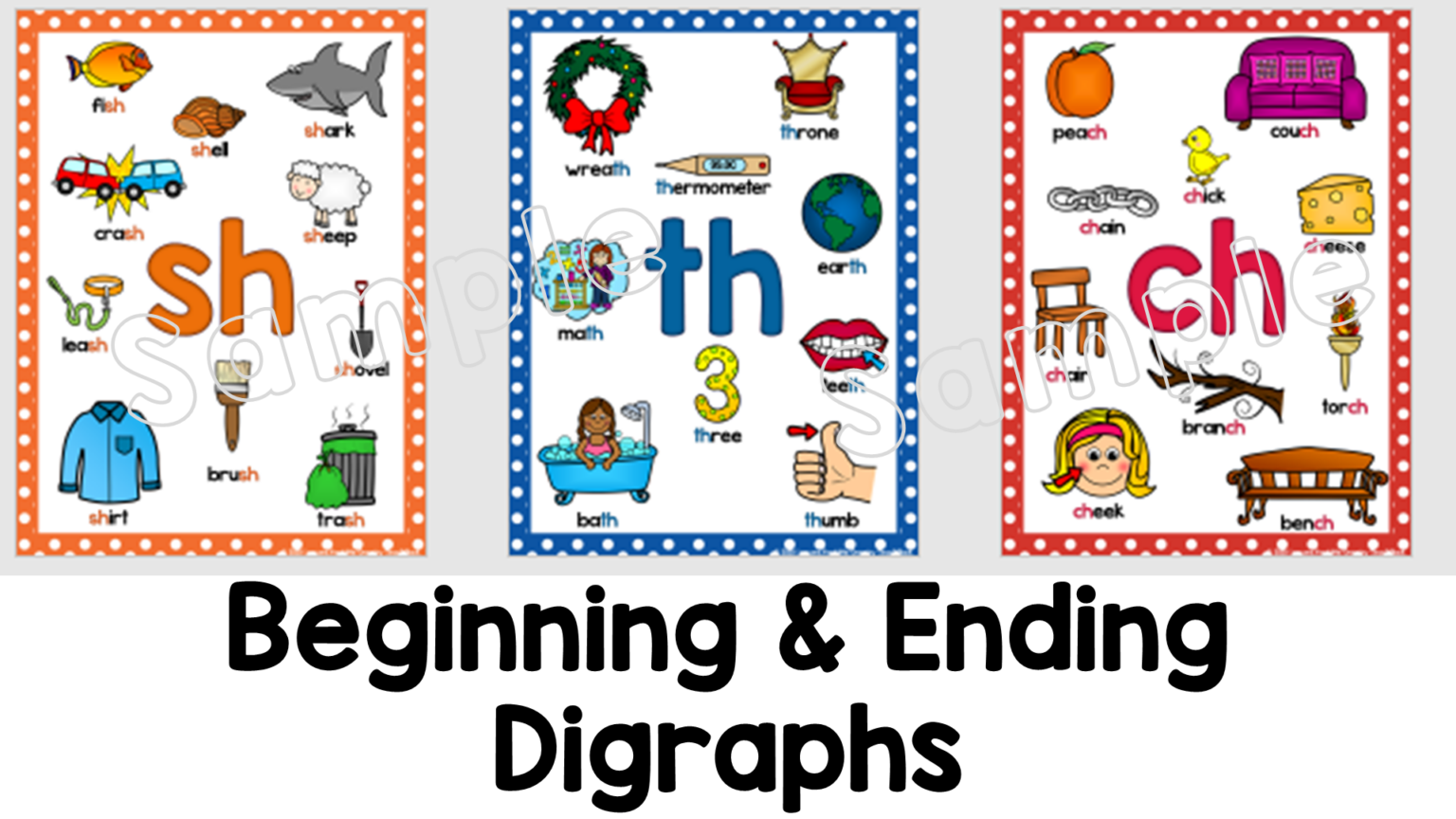 Beginning & Ending Digraphs sh th ch wh ck Activities Bundle | Made By ...