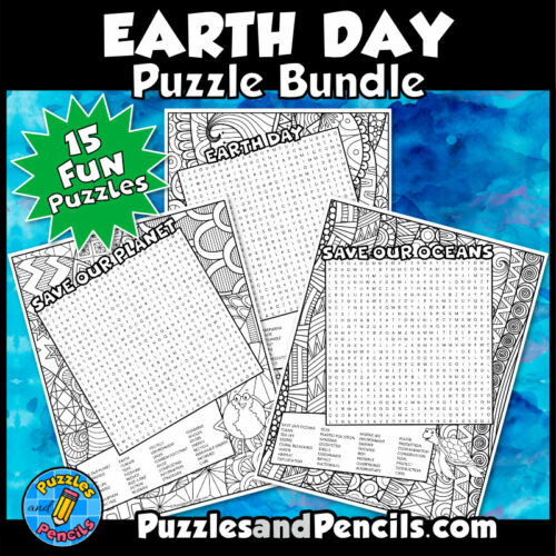 Earth Day Word Search Puzzle Activity Page BUNDLE | 15 Wordsearch ...