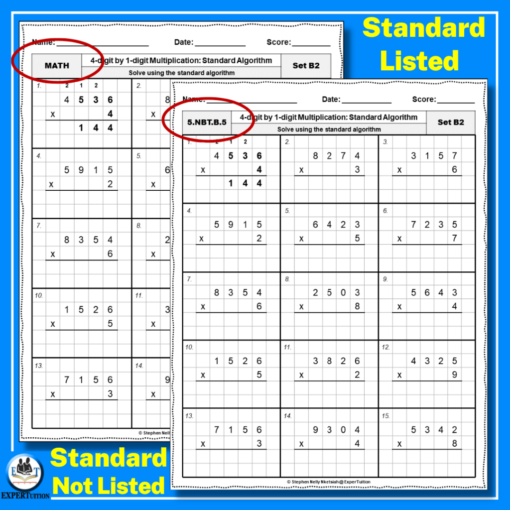 4 Digit by 1 Digit Long Multiplication Worksheets | Made By Teachers