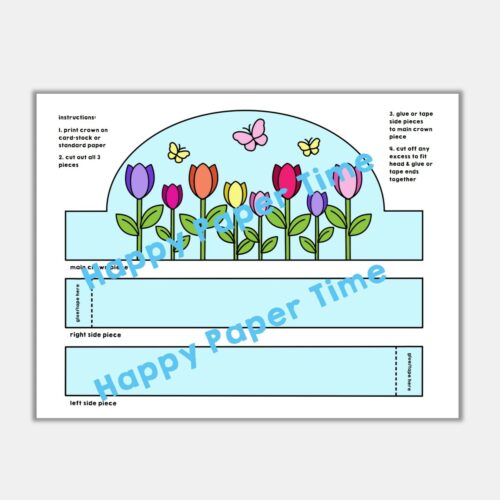 Tulip Flowers Paper Crown Headband Printable Easter Spring Craft ...