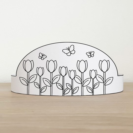Tulip Flowers Paper Crowns Headband Printable Coloring Easter Spring ...