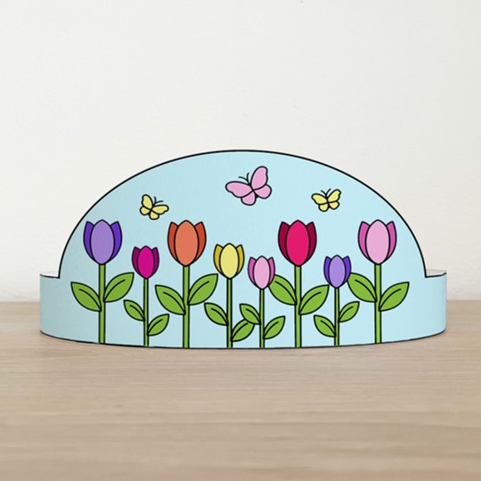 Tulip Flowers Paper Crowns Headband Printable Coloring Easter Spring ...