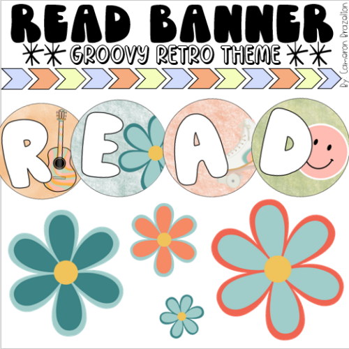 Reading Banner Class Decor Bulletin Board Groovy Retro Theme | Made By ...
