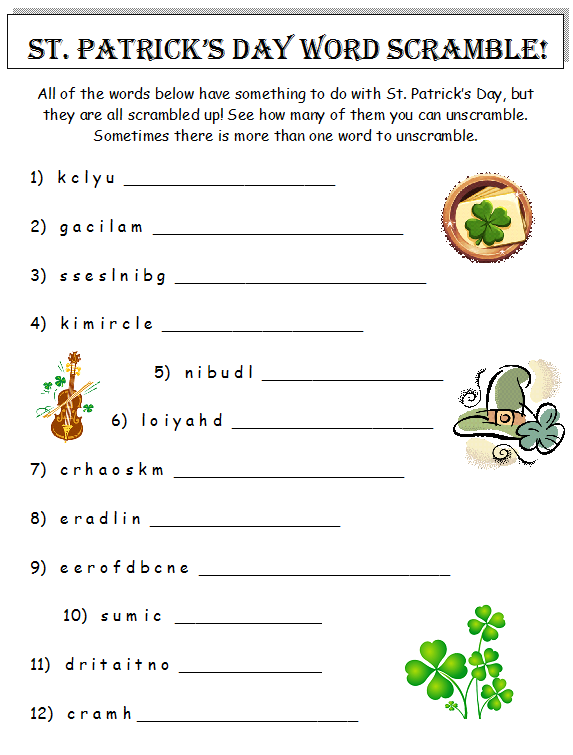 St. Patrick's Day Word SCRAMBLE | Made By Teachers