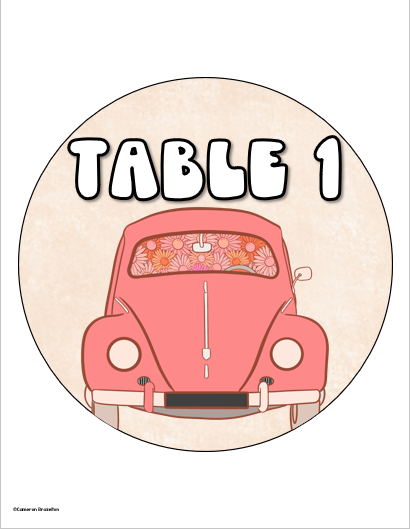 Table Numbers Signs Groovy Retro Vibes Theme Classroom Decor | Made By ...