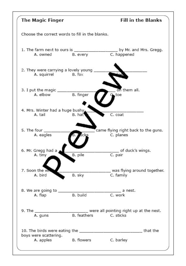 Roald Dahl "The Magic Finger" worksheets | Made By Teachers