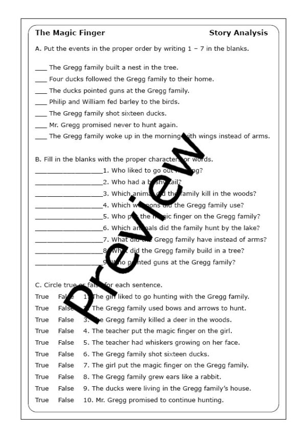 Roald Dahl "The Magic Finger" worksheets | Made By Teachers