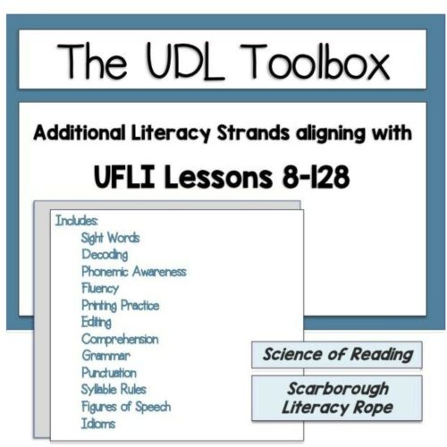 Additional Literacy Strands for UFLI Lessons 8-128 with decodable texts ...