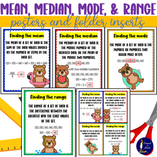 Mean Median Mode and Range Posters and Folder Inserts | Made By Teachers