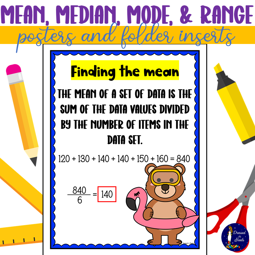 Mean Median Mode and Range Posters and Folder Inserts | Made By Teachers