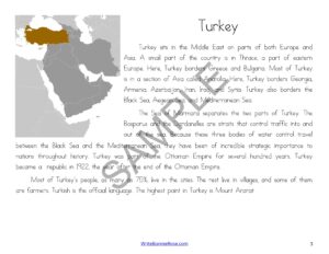 My Book About Turkey with Cursive Copywork | Made By Teachers