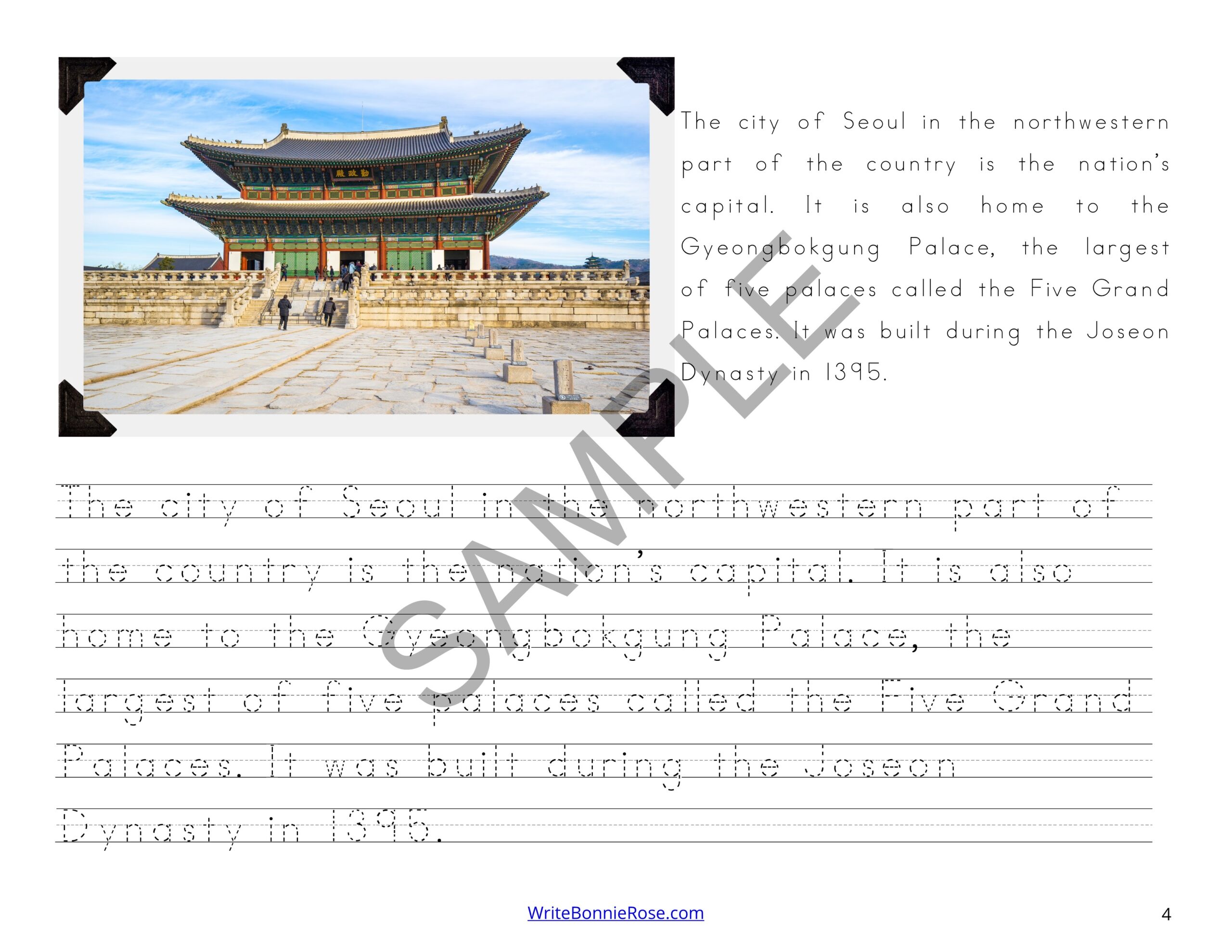 My Book About South Korea with Print Copywork | Made By Teachers