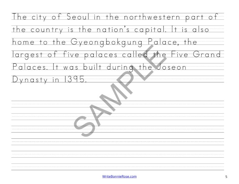 My Book About South Korea with Print Copywork | Made By Teachers