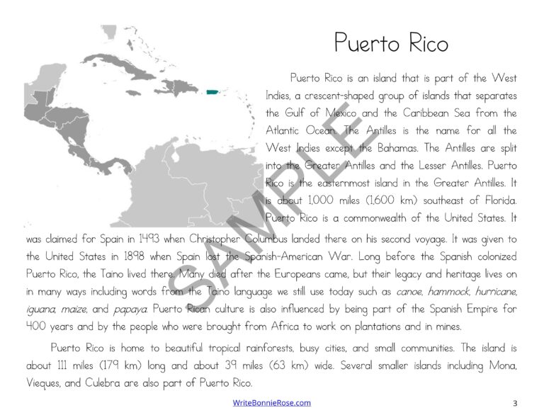 My Book About Puerto Rico with Cursive Copywork | Made By Teachers