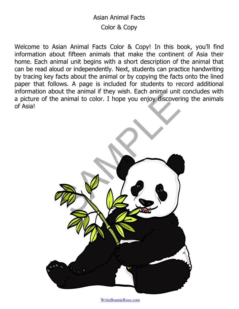 Asian Animal Facts Color and Copy | Made By Teachers