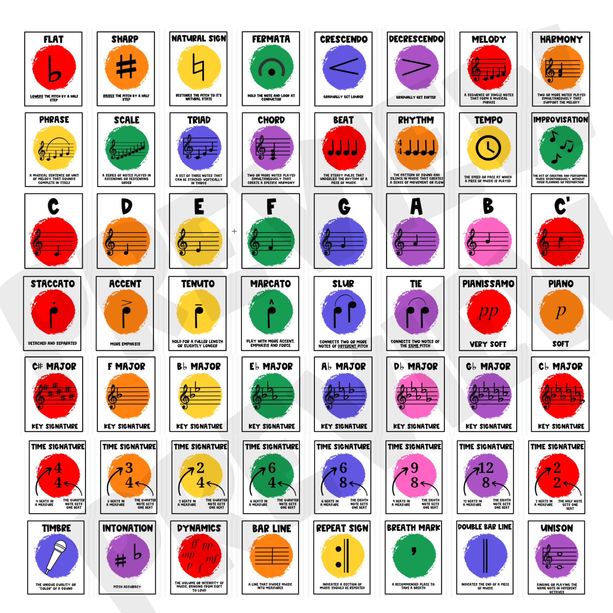 Music Word Wall Posters- Rainbow Dot Theme with Definitions | Made By ...