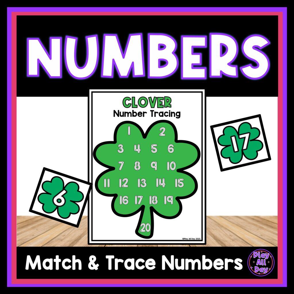 St. Patrick’s Day Numbers | Clover Number Matching and Tracing Activity ...