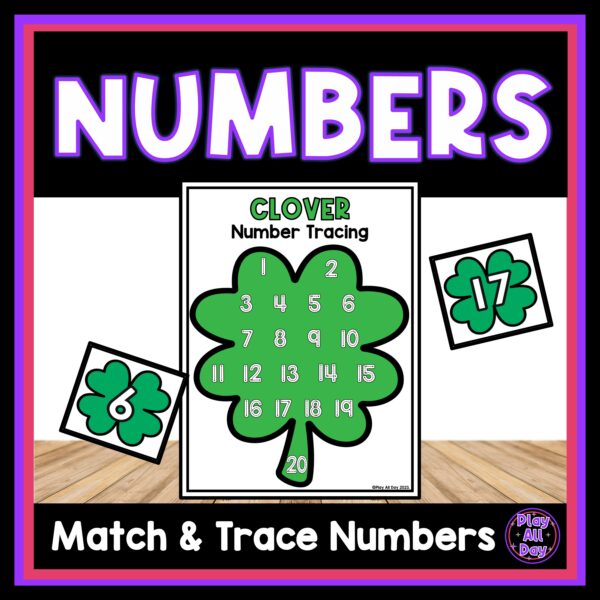 St. Patrick’s Day Numbers | Clover Number Matching and Tracing Activity ...
