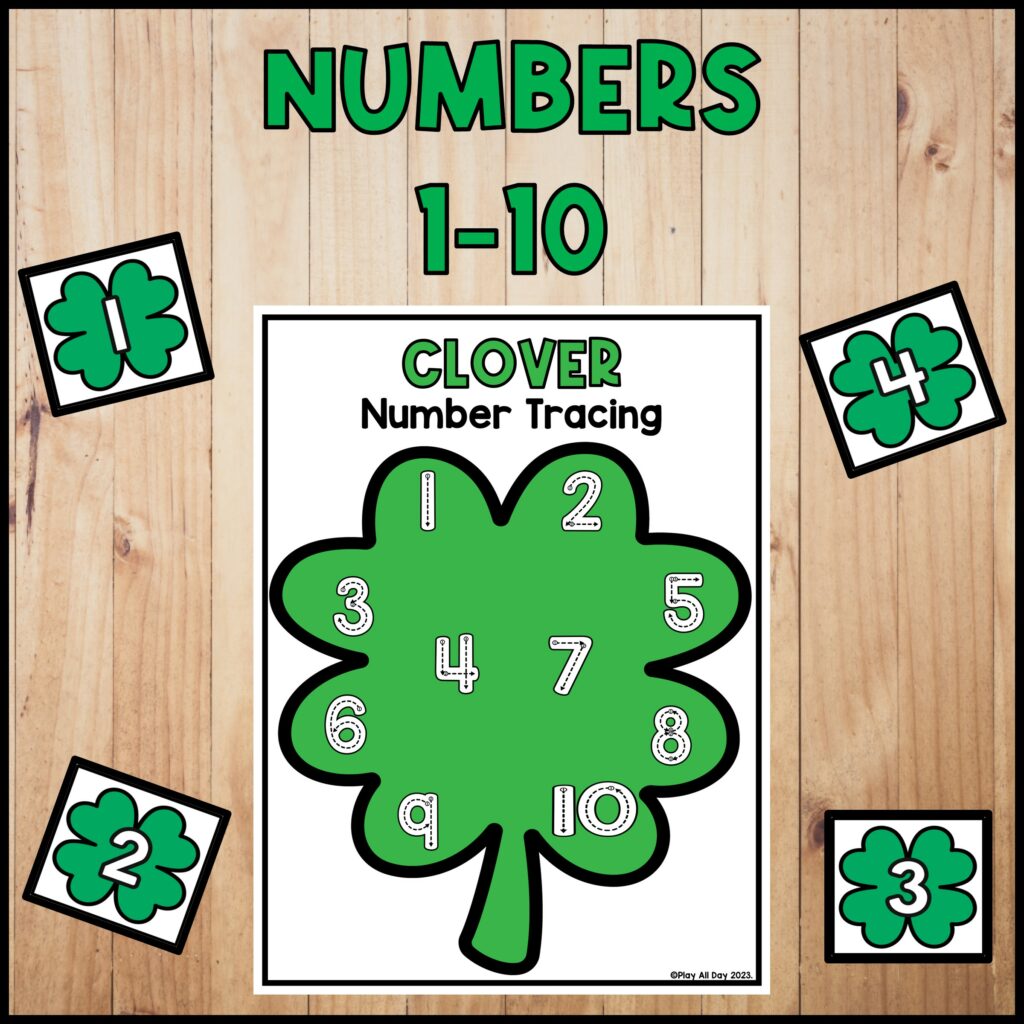 St. Patrick’s Day Numbers | Clover Number Matching and Tracing Activity ...