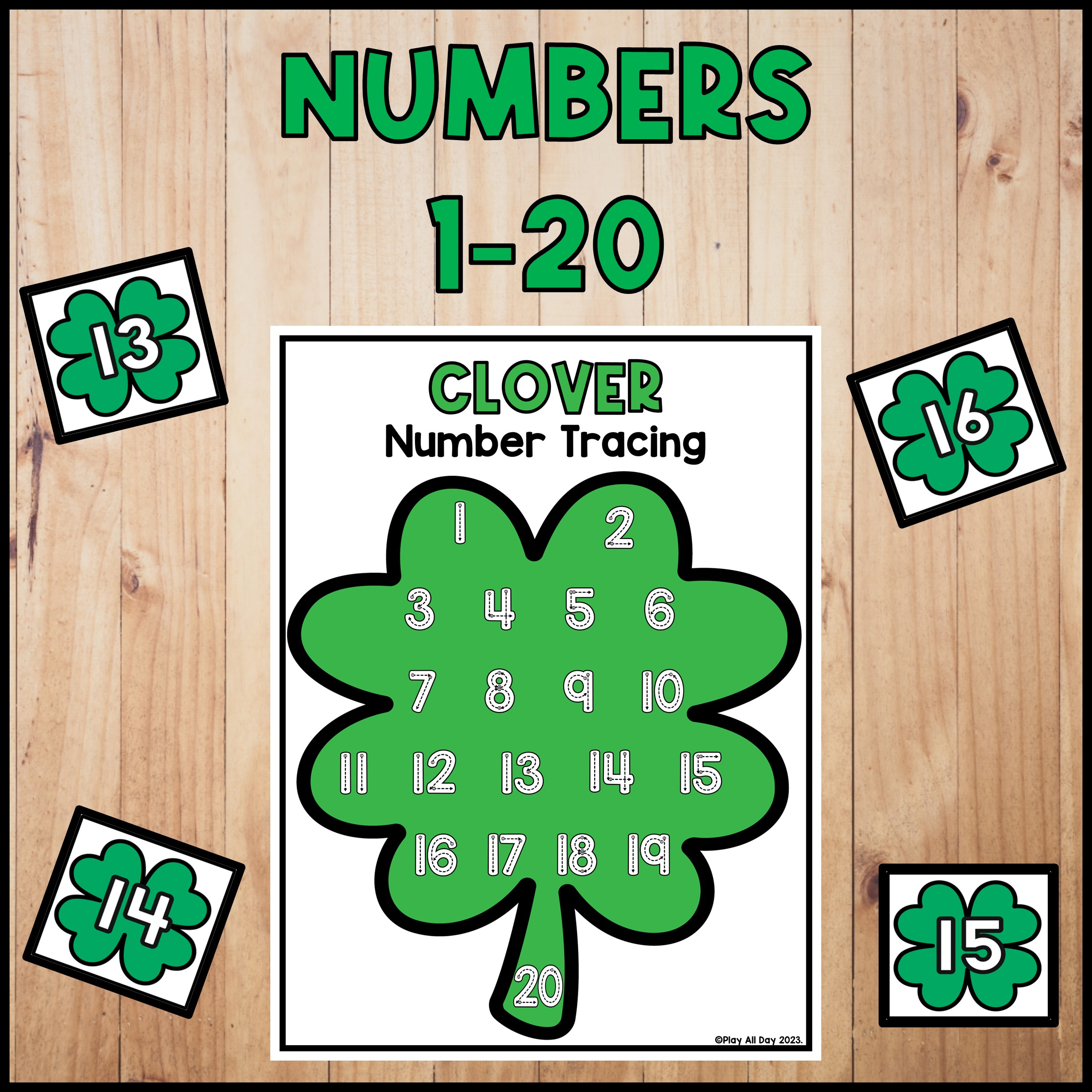 St. Patrick’s Day Numbers | Clover Number Matching and Tracing Activity ...