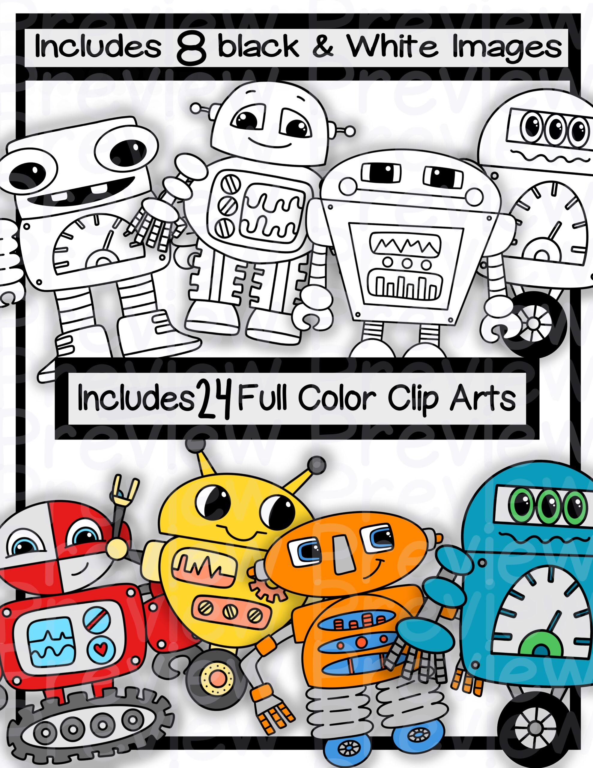 Robot themed clip arts set 2 | Made By Teachers